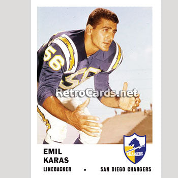 1961F Emil Karas San Diego Chargers – RetroCards
