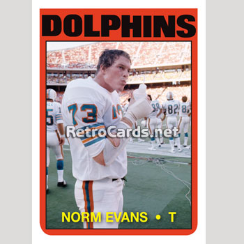 1972T Norm Evans Miami Dolphins – RetroCards