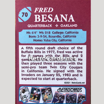 1983T Fred Besana Oakland Invaders – RetroCards